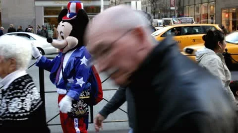 Mickey Mouse in downtown new york city | Stock Video | Pond5