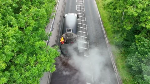 Micro Asphalt Road Resurfacing Process A... | Stock Video | Pond5