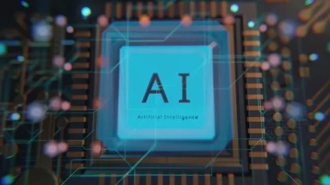 Micro Chip Processor with integrated AI ... | Stock Video | Pond5