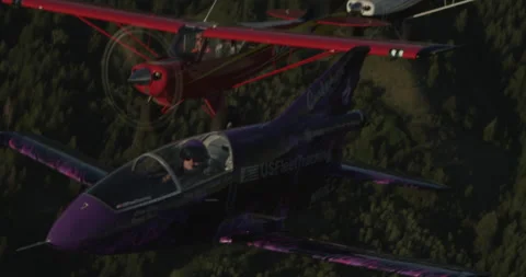 Micro Jet Plane Alpine Flying Air-to-Air... | Stock Video | Pond5