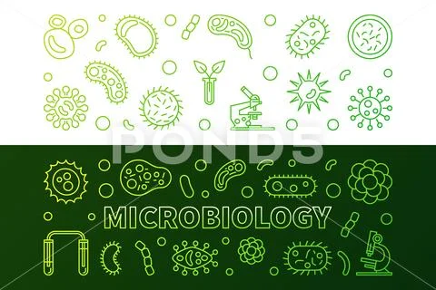 Microbiology green outline banners. Vector illustration: Royalty Free ...