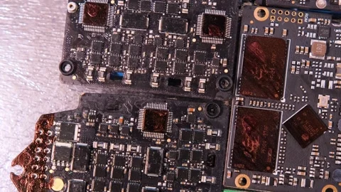 Microchip and microprocessors, top view,... | Stock Video | Pond5