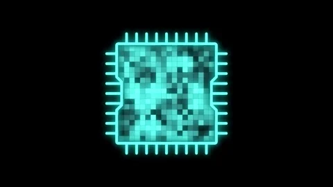 The microchip symbol is broken into pixe... | Stock Video | Pond5