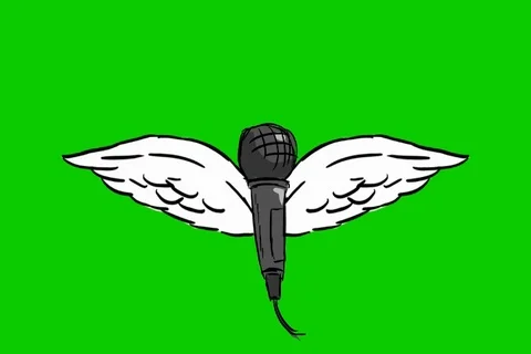 microphone - animation - wings - green s... | Stock Video | Pond5