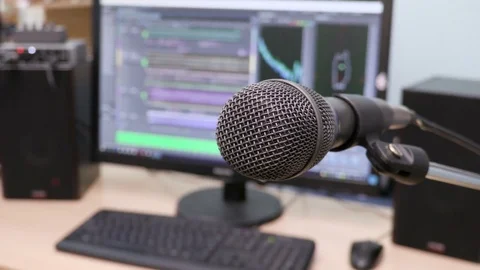 Monitor With Microphone Stock Video Footage | Royalty Free Monitor With ...