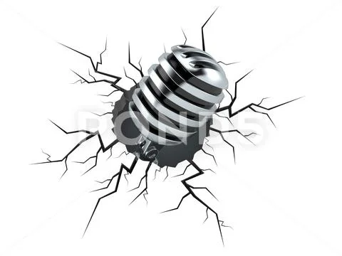 Microphone inside cracked hole ~ Clip Art #130435283
