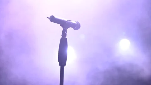 Microphone on the stage. Vocal mic with ... | Stock Video | Pond5