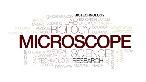 Microscope animated word cloud, text des... | Stock Video | Pond5