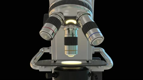microscope, front view - isolated on bla... | Stock Video | Pond5