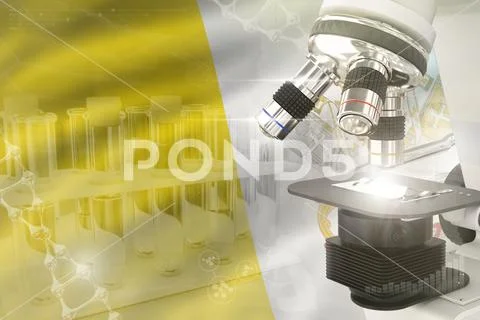 Microscope on Holy See flag - science background Illustration #161707512