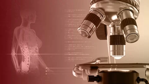 microscope on red background with x-ray ... | Stock Video | Pond5