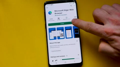 The Microsoft Edge mobile app is install... | Stock Video | Pond5