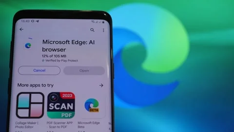 The Microsoft Edge mobile application is... | Stock Video | Pond5