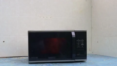 microwave oven on fire. the concept of f... | Stock Video | Pond5