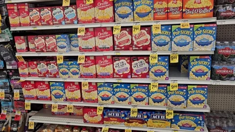 Microwave Popcorn, Popcorn, Grocery Stor... | Stock Video | Pond5