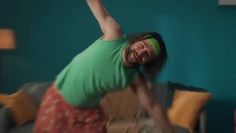 A middle aged freak man with long hair a... | Stock Video | Pond5