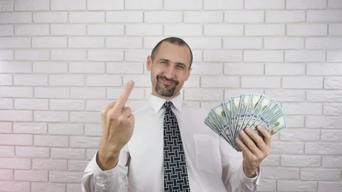 Middle Finger. A man with money shows a ... | Stock Video | Pond5
