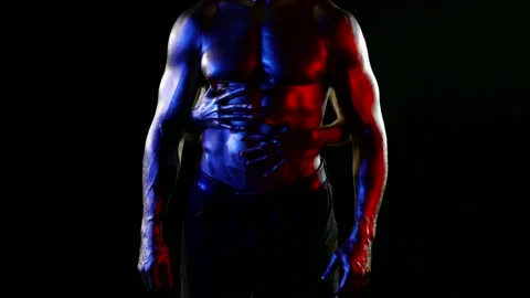 the middle plan of a muscular male torso... | Stock Video | Pond5