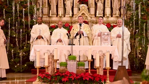 Midnight Holy Mass on Christmas Eve. Cat... | Stock Video | Pond5