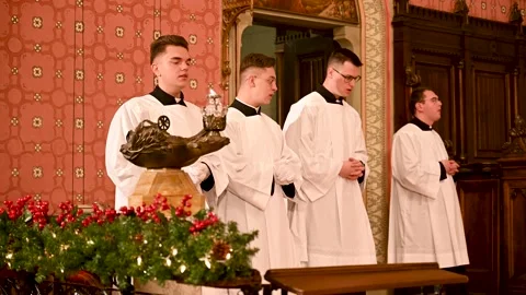 Midnight Holy Mass on Christmas Eve. Cat... | Stock Video | Pond5
