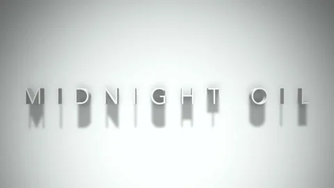midnight oil 3D title animation white te... | Stock Video | Pond5