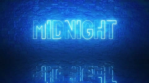 midnight text blue neon in the wall with... | Stock Video | Pond5