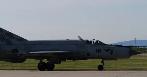 MiG-21 Fighter Jet Parked Side View with... | Stock Video | Pond5