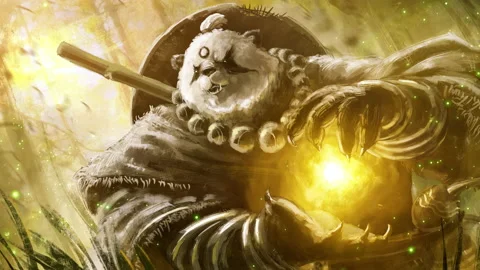 A mighty humanoid panda warrior in old r... | Stock Video | Pond5