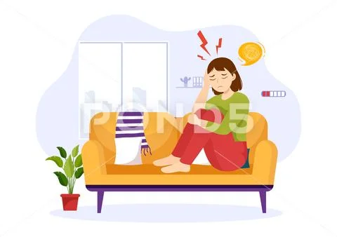 Migraine Vector Illustration People Suffers from Headaches, Stress and ...