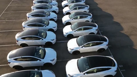 MILAN 02-18-25 DRONE VIEW OF TESLA ELECT... | Stock Video | Pond5