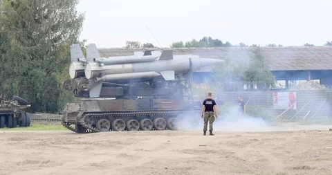 Military armoured tank missile carrier c... | Stock Video | Pond5