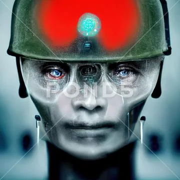 Military artificial intelligence arms race to produce an AI enabled army with Illustration ...