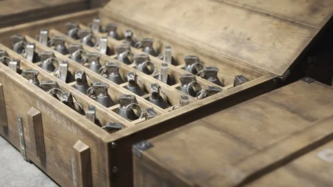 Military boxes with grenades. Huge stack... | Stock Video | Pond5