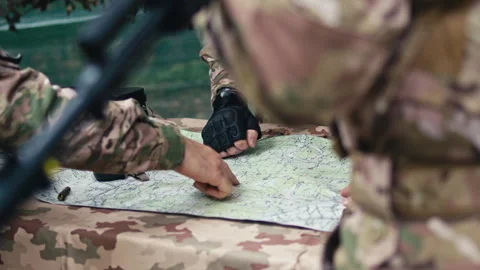 Military Commanders Planning on the Map | Stock Video | Pond5