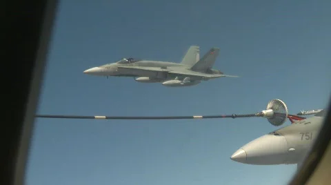 military, F18 Hornet fighter jet refuel ... | Stock Video | Pond5