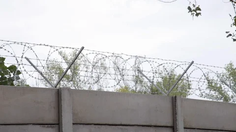 Military fence made of reinforced concre... | Stock Video | Pond5