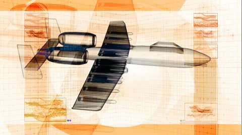 military fighter jet 3d design schematic | Stock Video | Pond5
