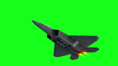 Military fighter jet F-22. green screen ... | Stock Video | Pond5