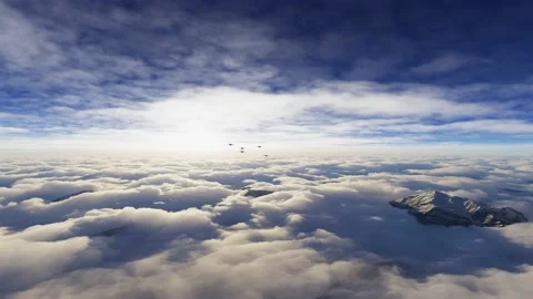 Military Fighter Jet Squadron Flyby Over... | Stock Video | Pond5