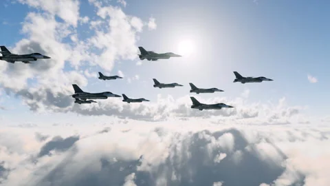 Military fighter jets flying past the ca... | Stock Video | Pond5
