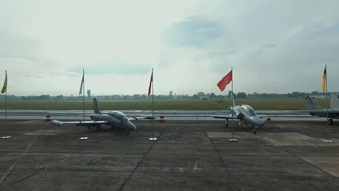 Military fighter planes in the runway | Stock Video | Pond5