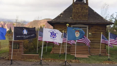 Military Flags Display at Capitol Reef N... | Stock Video | Pond5