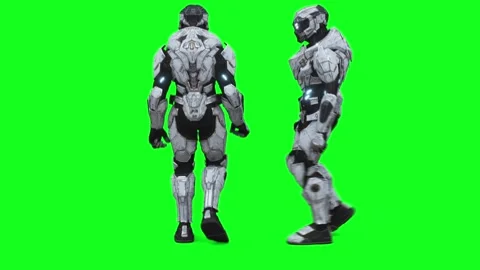 Military futuristic cyborg, robot. Reali... | Stock Video | Pond5