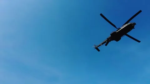 Military Helicopter Flying Overhead Stock Video Footage | Royalty Free ...