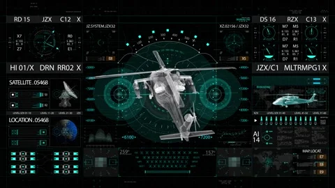 Military helicopter HUD interface Screen | Stock Video | Pond5