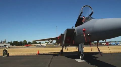 A military jet on display at an air show... | Stock Video | Pond5