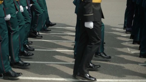 Military marching slim step, close-up le... | Stock Video | Pond5