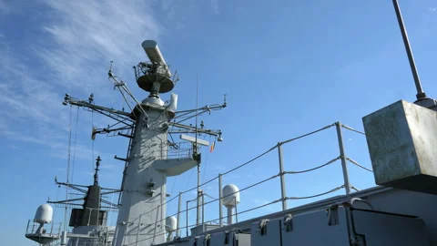 Military radar air surveillance on navy ... | Stock Video | Pond5