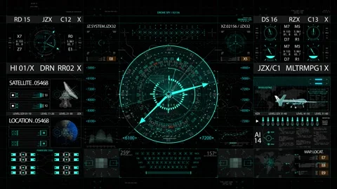 Military radar HUD interface Screen | Stock Video | Pond5