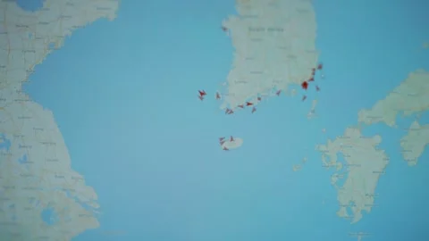 Military ship tracking on world map onli... | Stock Video | Pond5